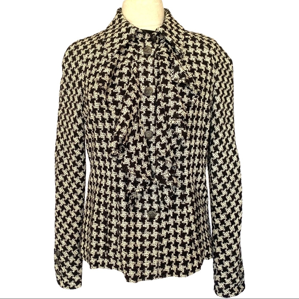 Chanel Silk Tweed Houndstooth Jacket - Gem